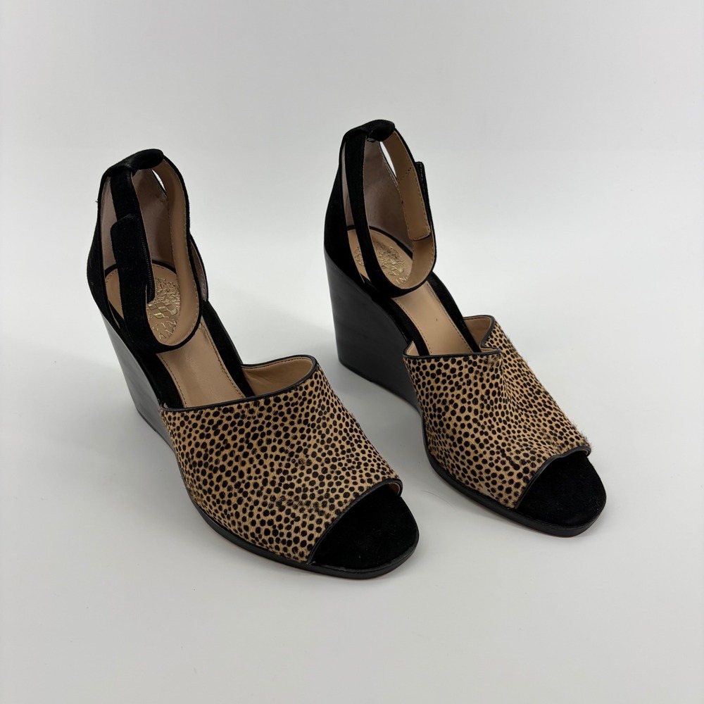 Vince Camuto Leopard Print Cow Hair Leather Wedge San… - Gem